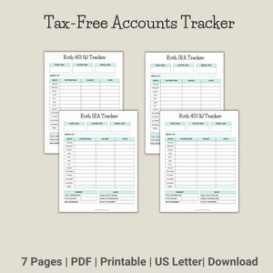 Retirement Accounts, 401(k) Tracker, IRA Tracker, Roth IRA Tracker ...