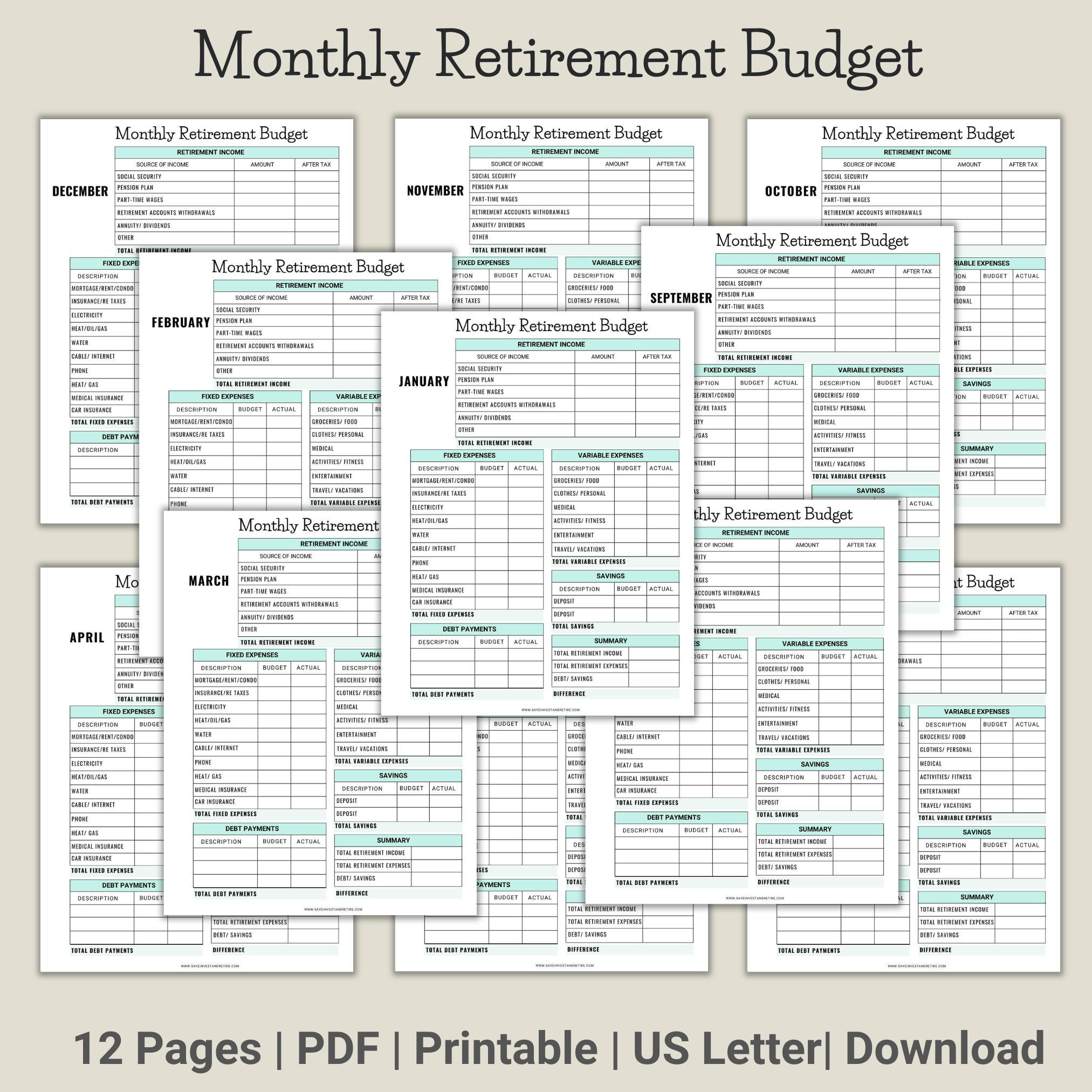Monthly Retirement Budget, Retirement Budget, Retirement Planning ...