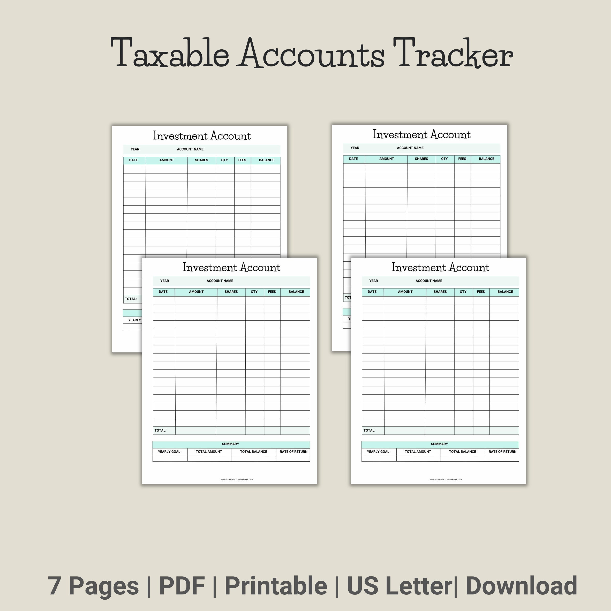 Retirement Accounts, 401(k) Tracker, IRA Tracker, Roth IRA Tracker ...