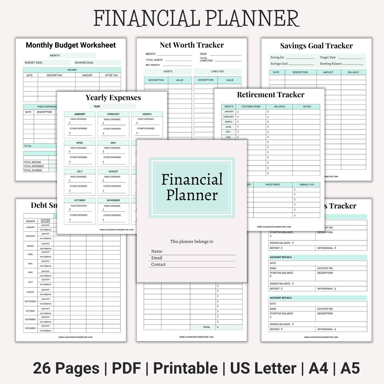 Financial Planner, Financial Planner Digital, Budget Tracker Bundle ...