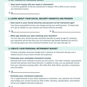 Retirement Planner, Retirement Checklist, Financial Planner Checklist ...