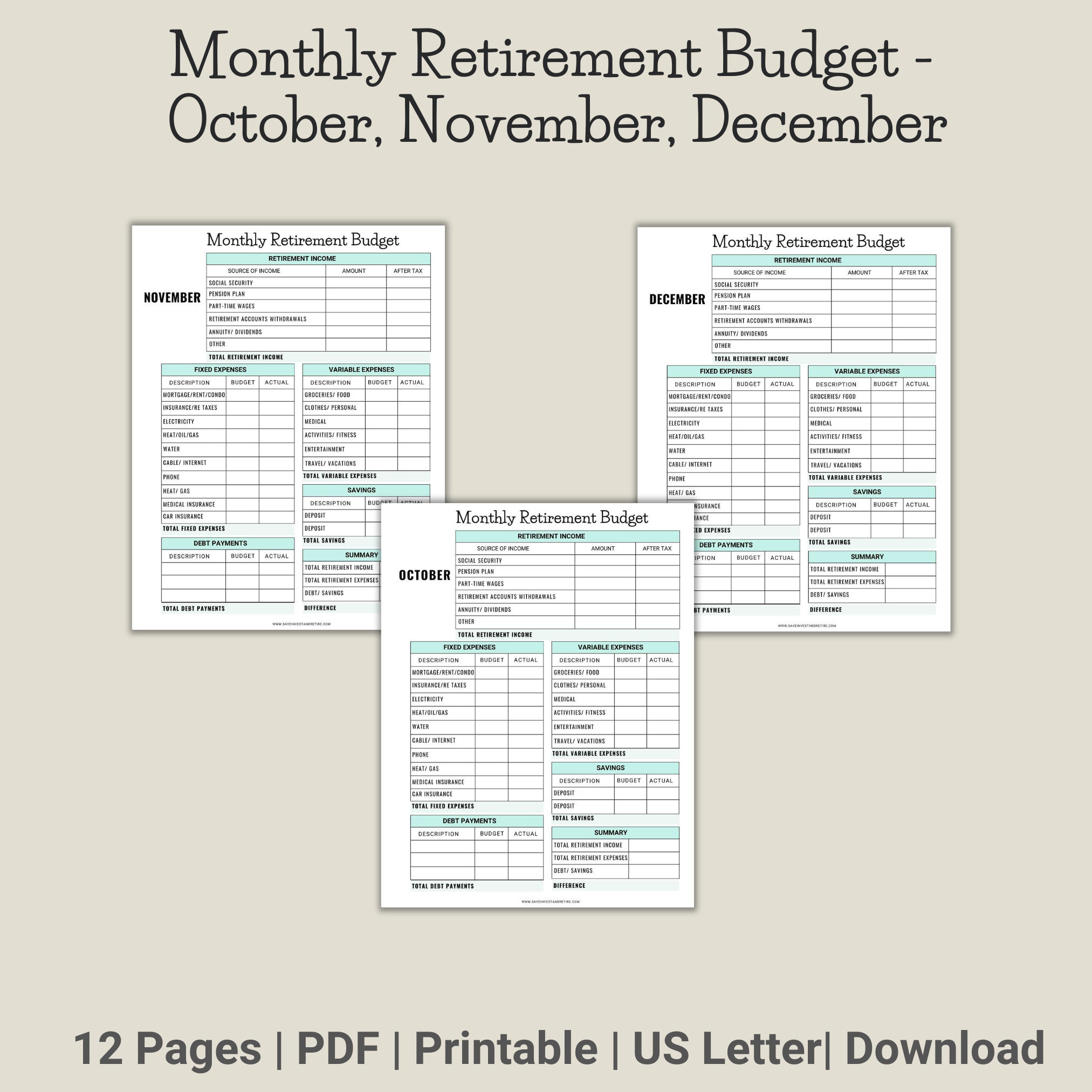Monthly Retirement Budget, Retirement Budget, Retirement Planning ...