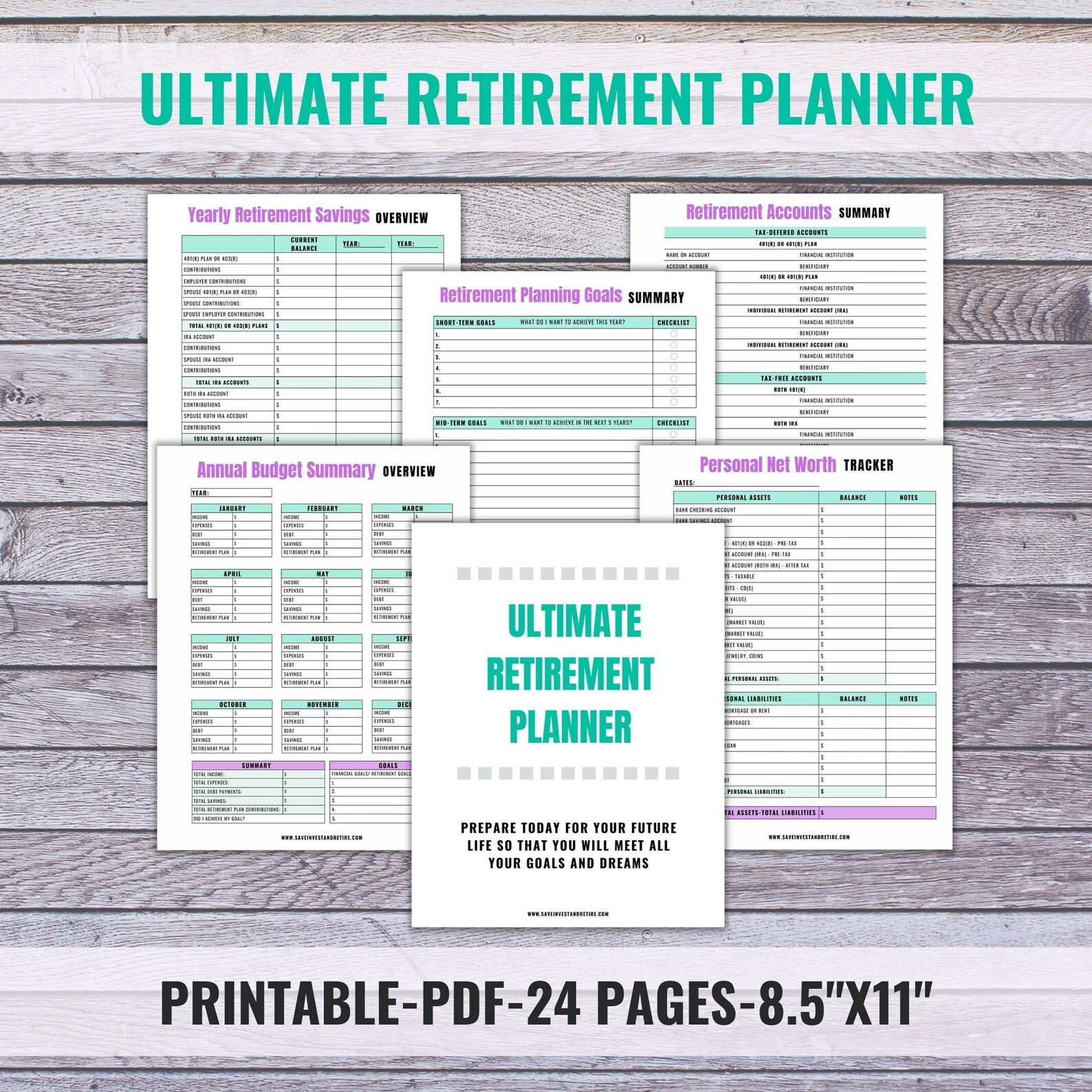 Retirement Planner, Printable Planner, Financial Planner, Retirement ...