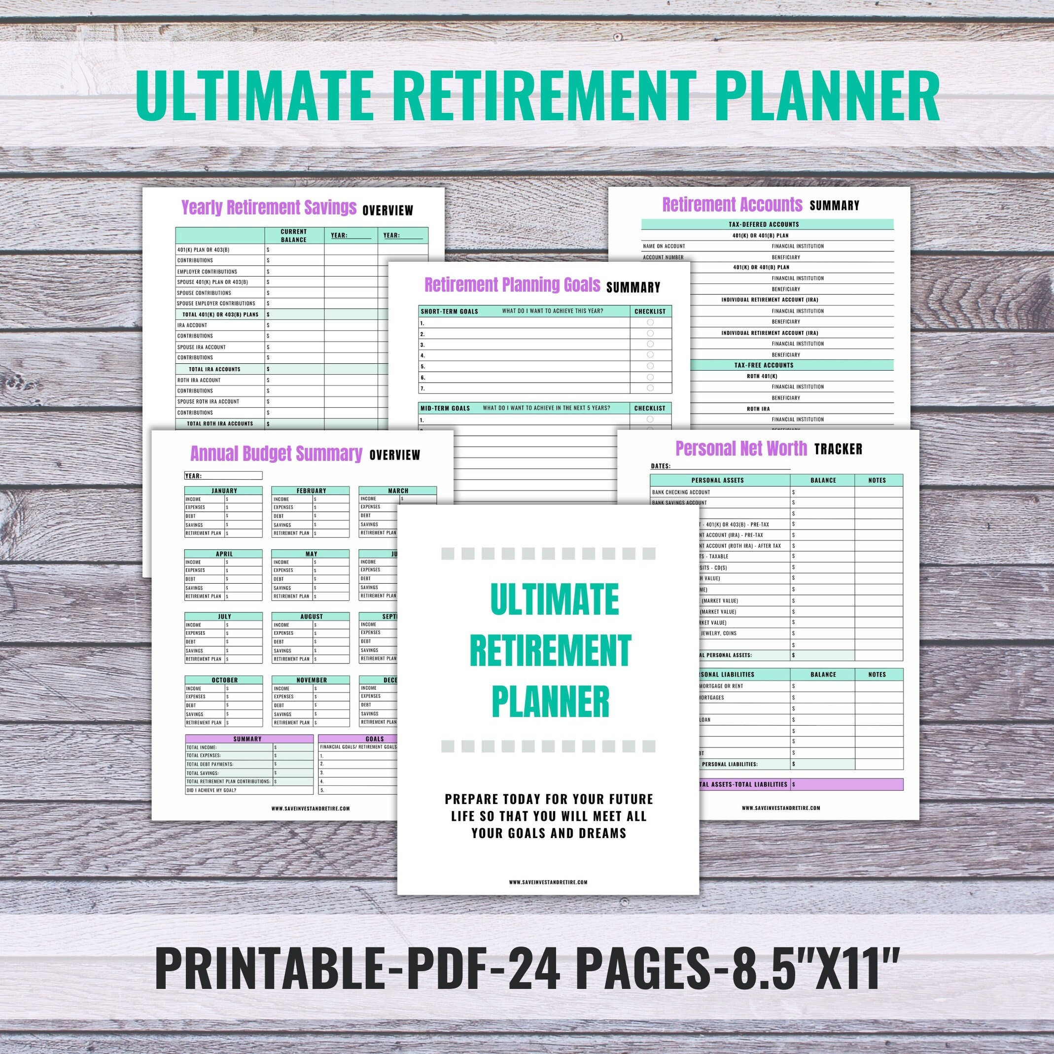 Retirement Planner, Printable Planner, Financial Planner, Retirement ...
