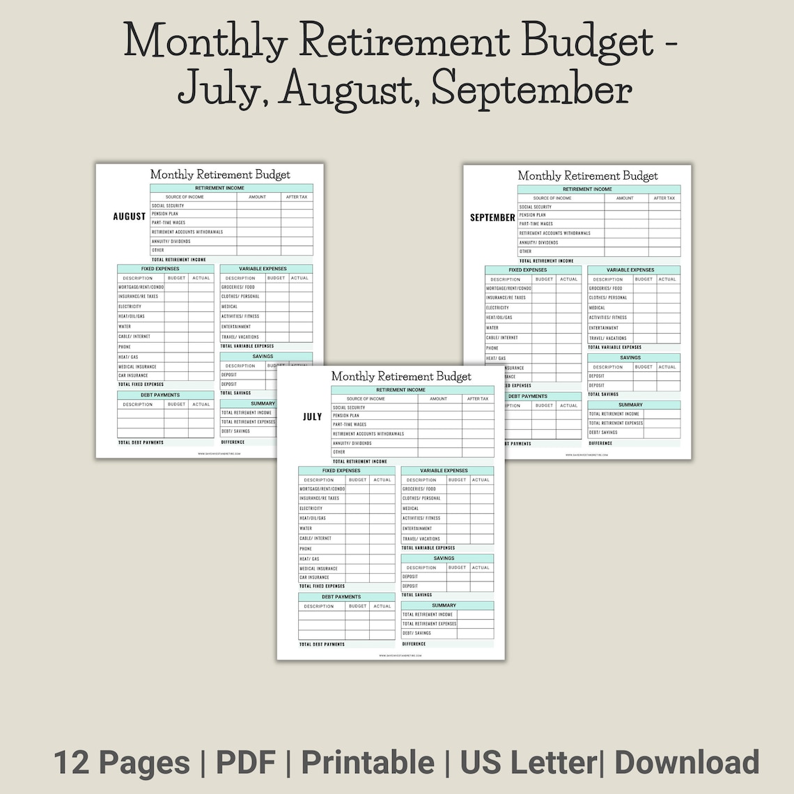 Monthly Retirement Budget, Retirement Budget, Retirement Planning ...