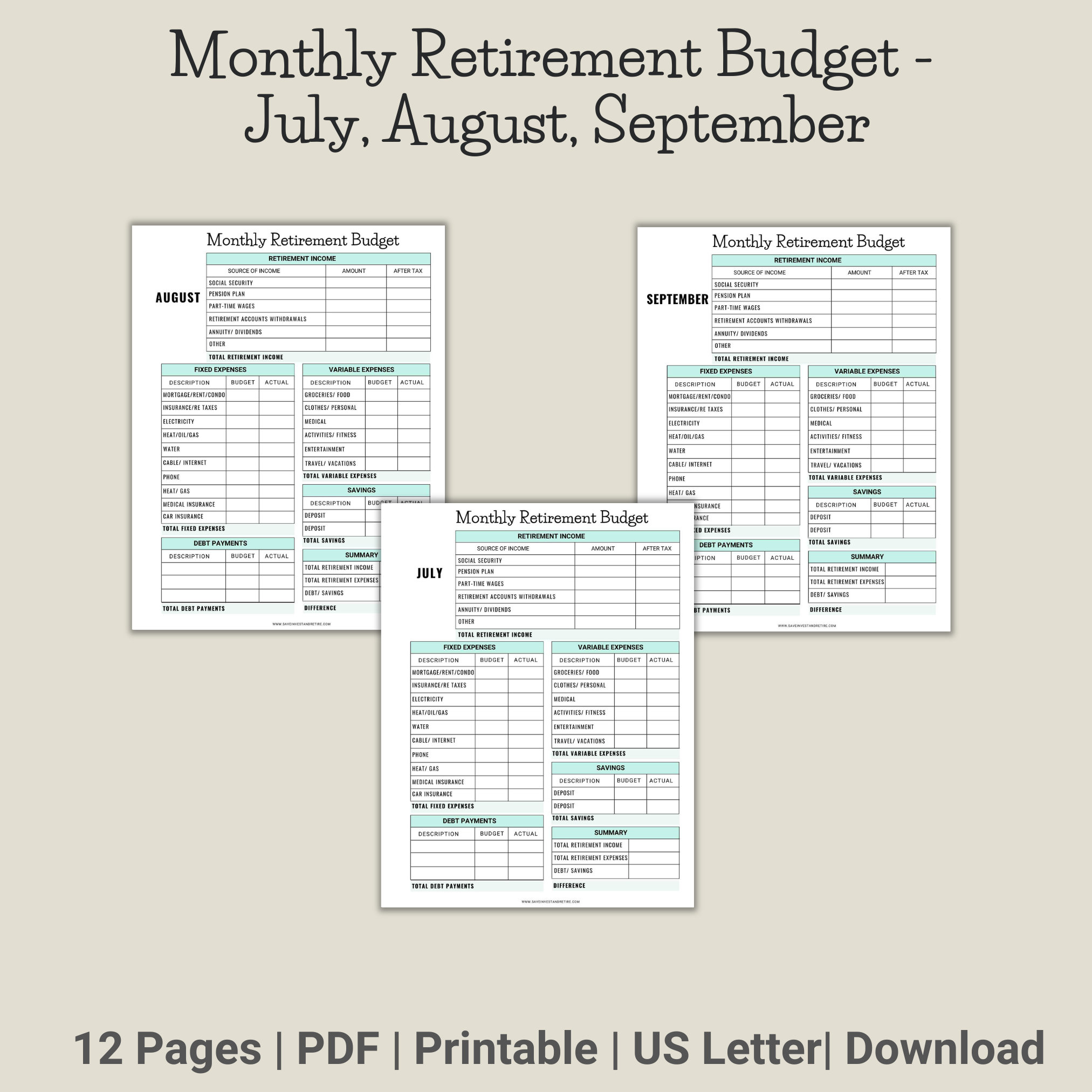 Monthly Retirement Budget, Retirement Budget, Retirement Planning ...
