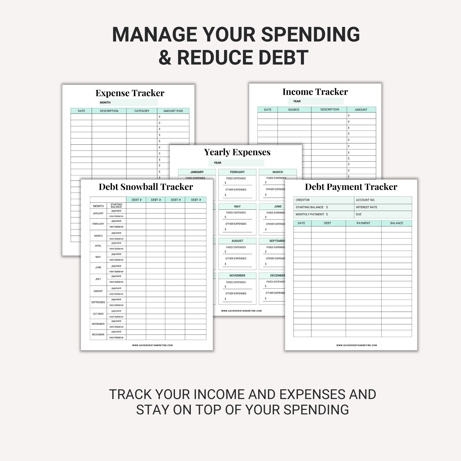 Financial Planner, Financial Planner Digital, Budget Tracker Bundle ...