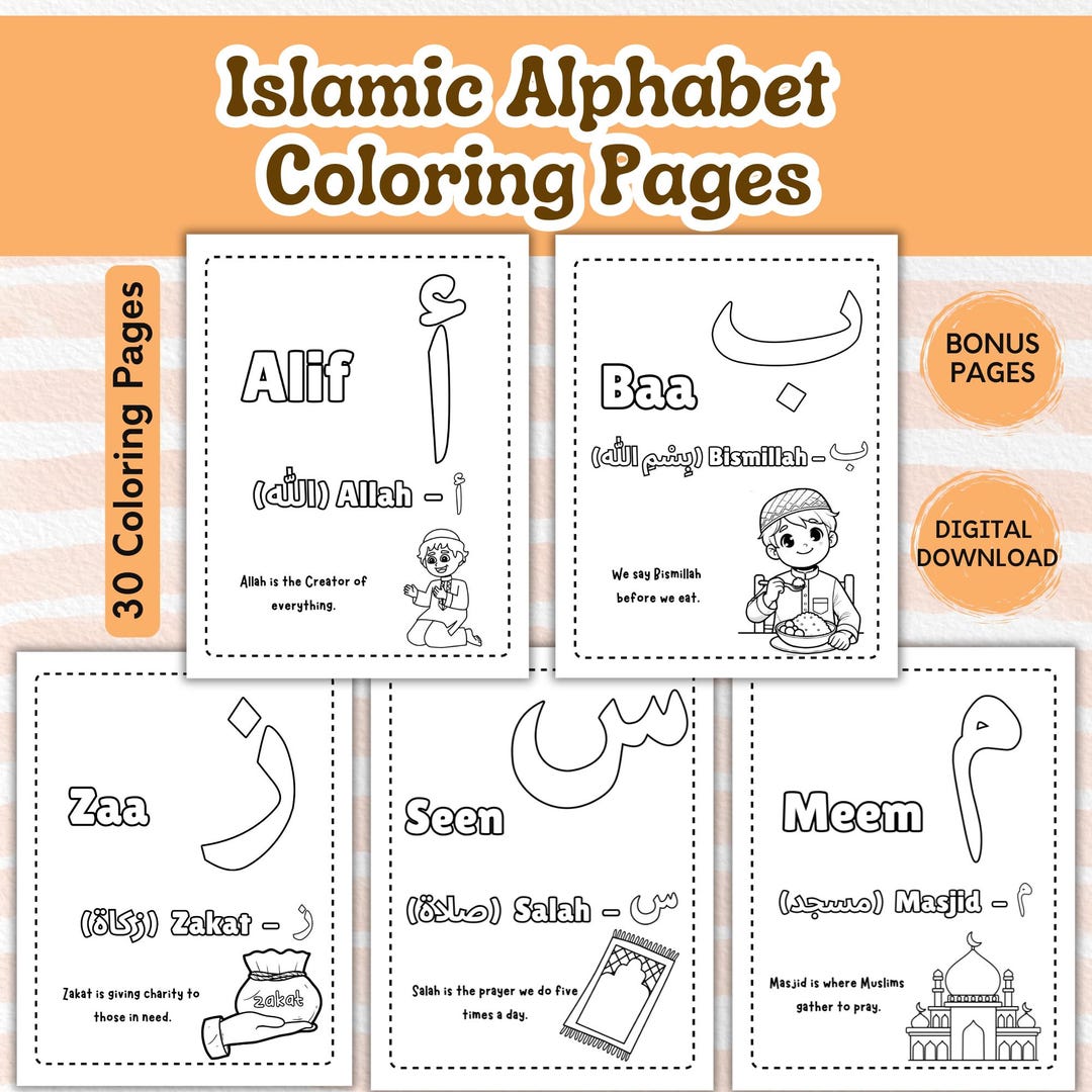 Islamic Alphabet Coloring Pages-alif Baa Taa Learning Activity for ...