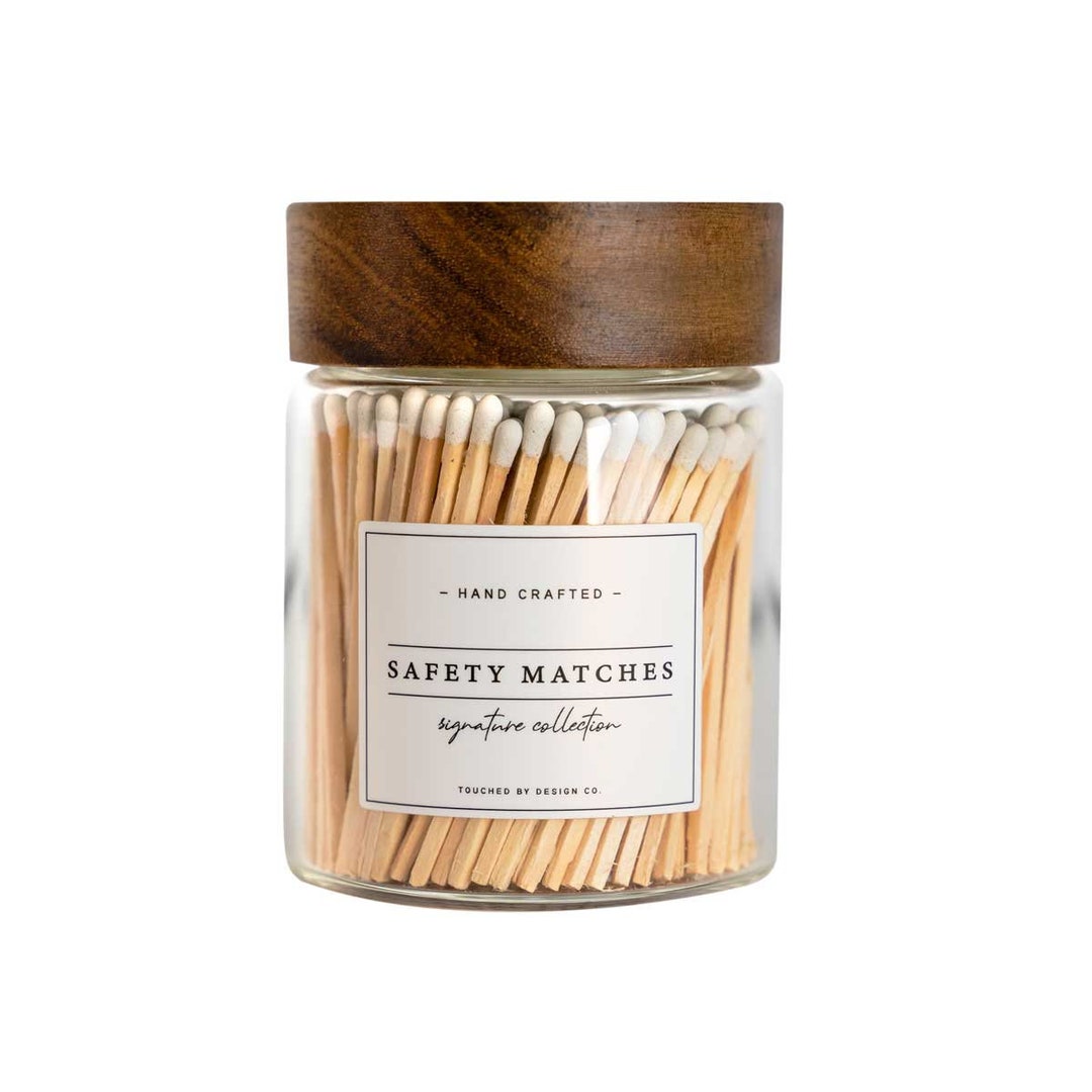 Decorative White Matches in Signature Glass Jar | Match Holder W/ 150 ...