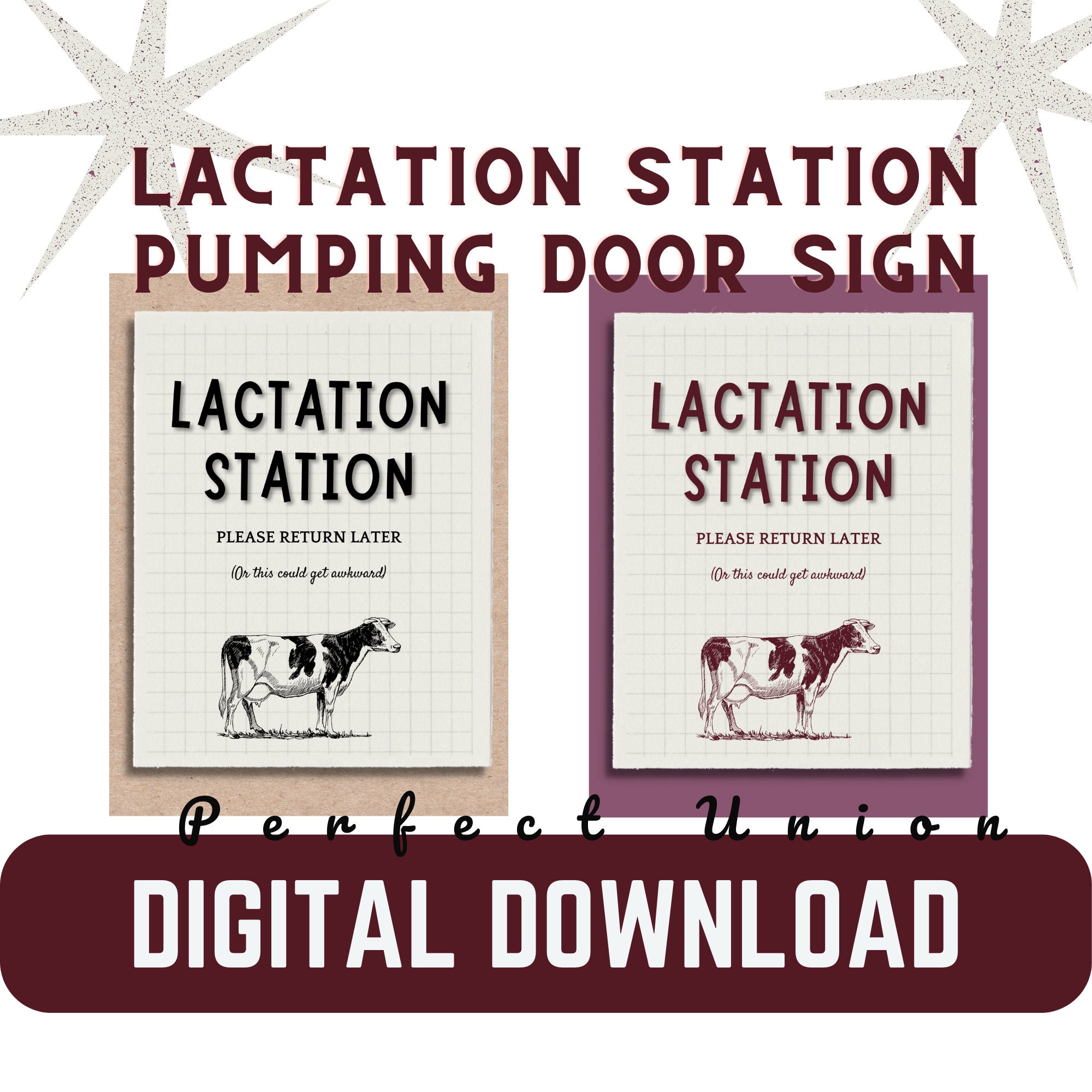 Digital Download Set of 2 Lactation Station Door Signs Pumping in ...
