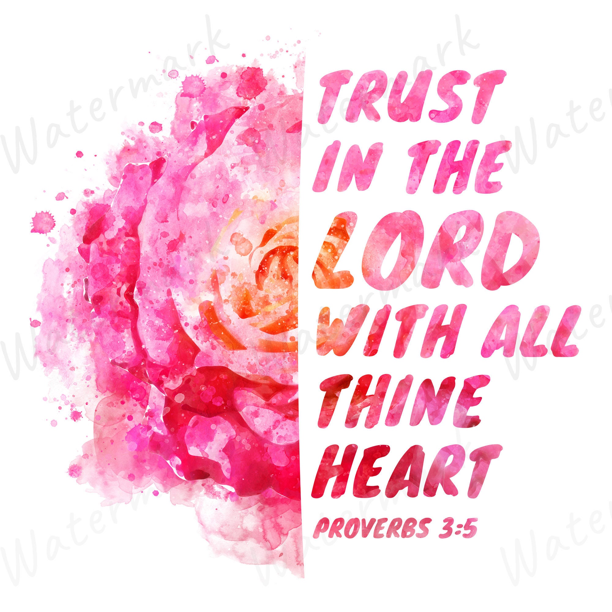 Women’s Christian Faith Flower Bible Verse Watercolor - Trust in the ...