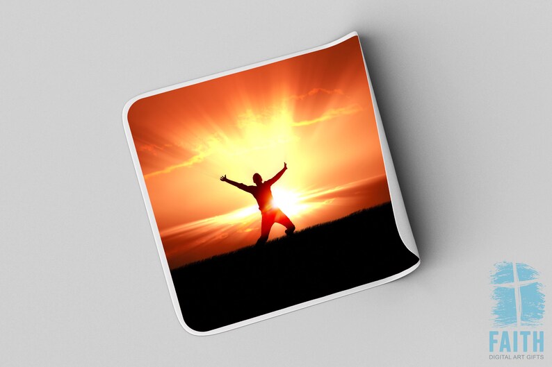 Man Jumping in the Sun Rays: Christian Faith Praise & Worship ...