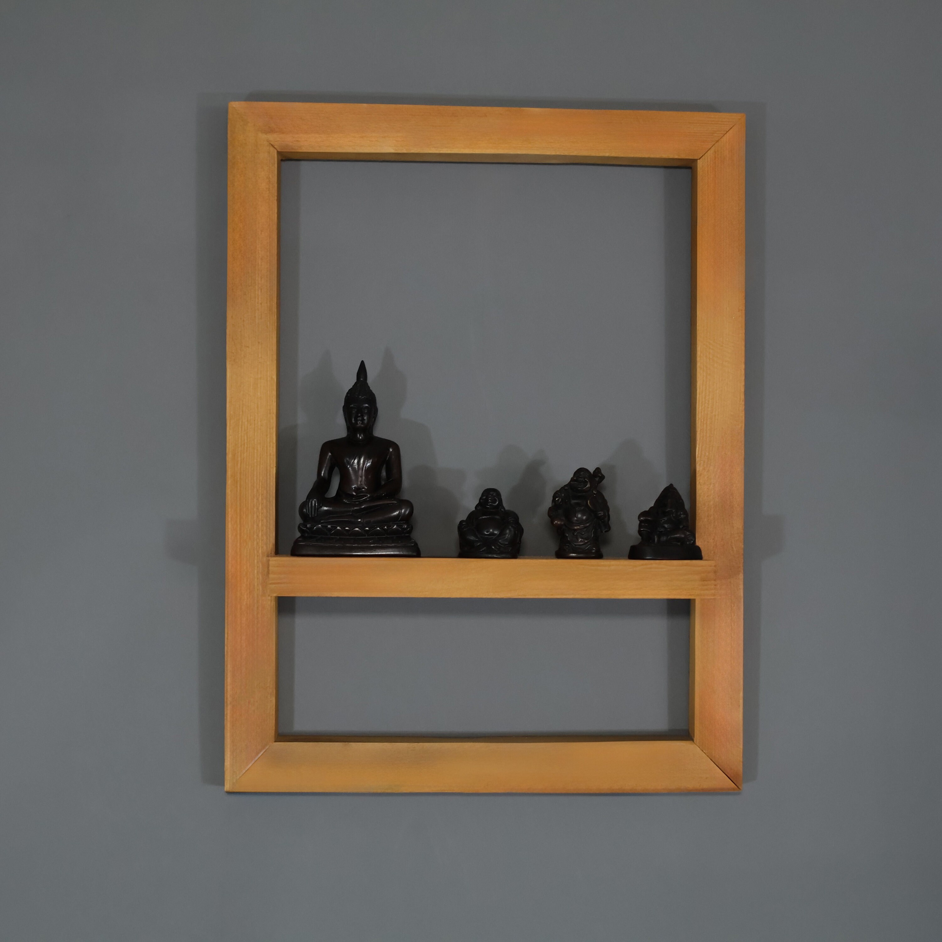 Wood Frame Set With 2 Shelves, Wall Frame Holder, Decorative Wooden ...