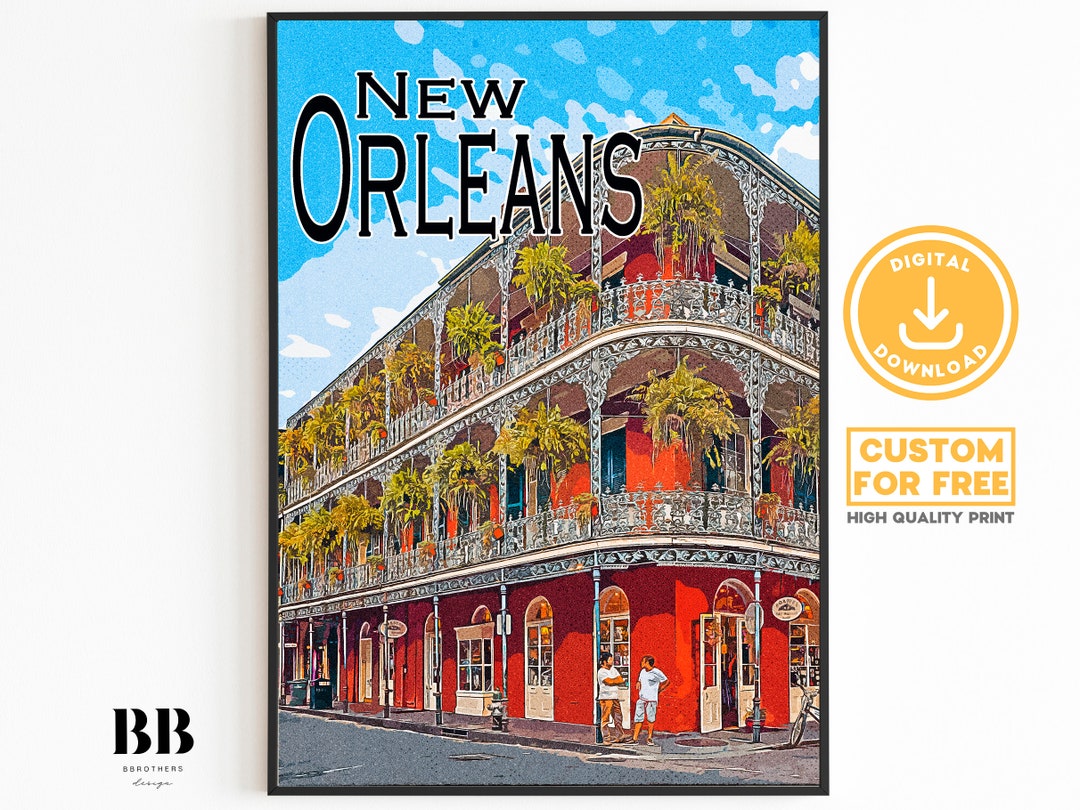 Printable Vintage Travel Poster, New Orleans Travel Print, Louisiana ...