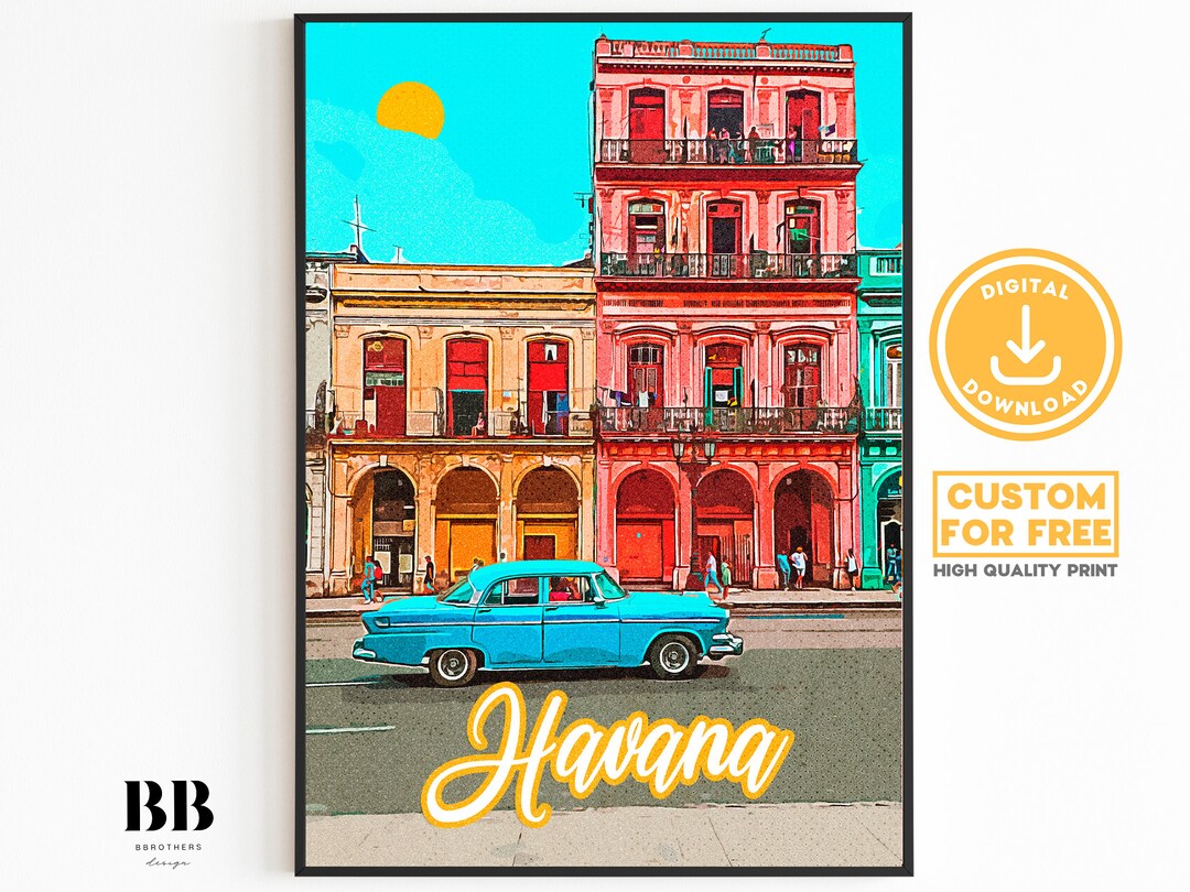 Havana Printable Vintage Travel Poster Cuba Souvenir Print - Etsy