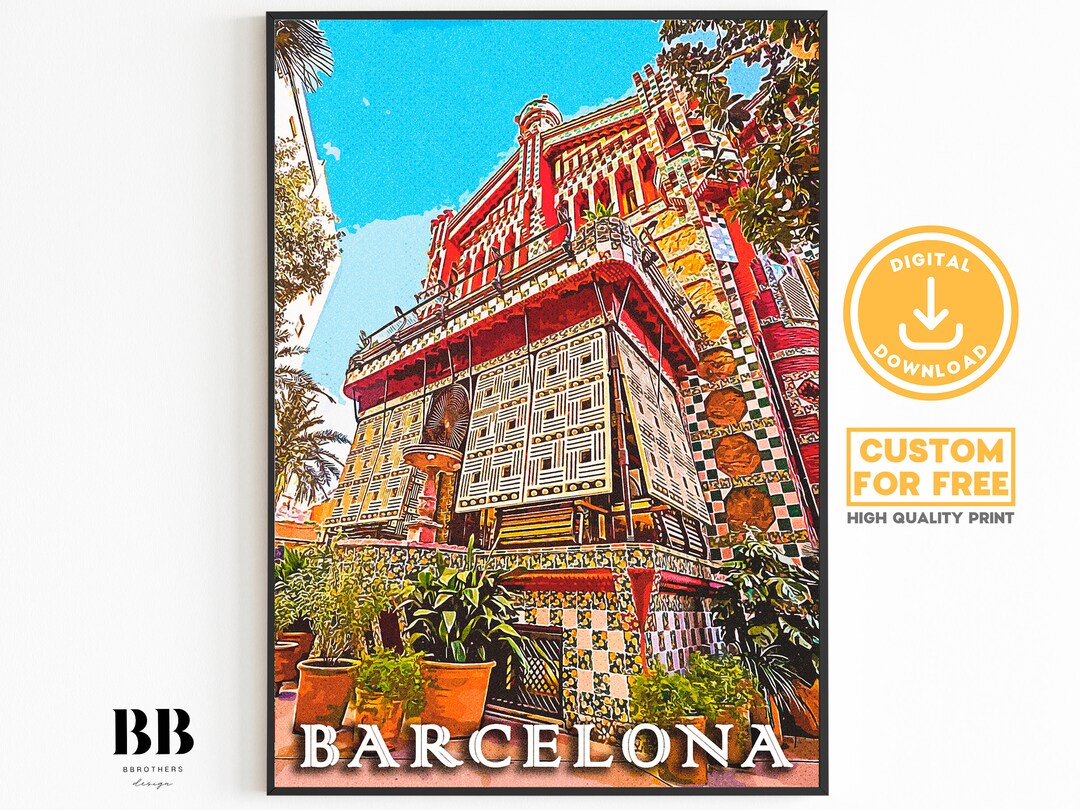 Barcelona Printable Vintage Travel Poster Casa Vicens Print Spain ...