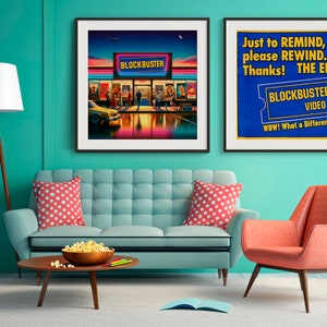 Blockbuster Video Retro Poster Set, 2 Piece Wall Art Printable ...