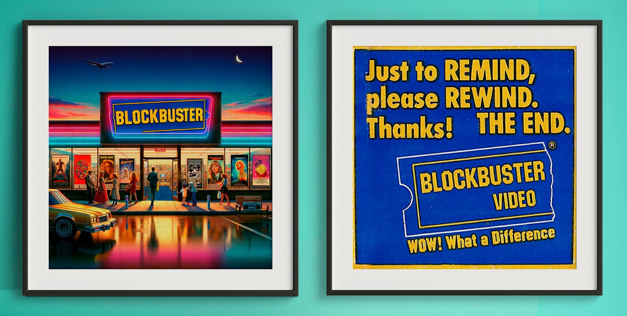 Blockbuster Video Retro Poster Set, 2 Piece Wall Art Printable ...