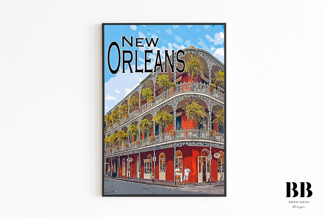 Printable Vintage Travel Poster New Orleans Travel Print - Etsy