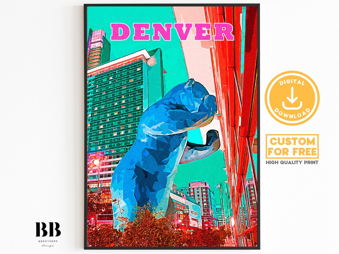 Printable Vintage Travel Poster, Denver Travel Print, Colorado Gift ...