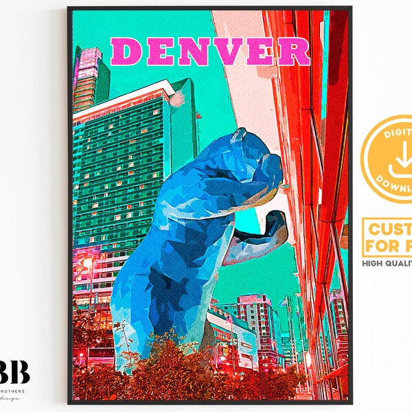 Denver Blue Bear Art - Etsy