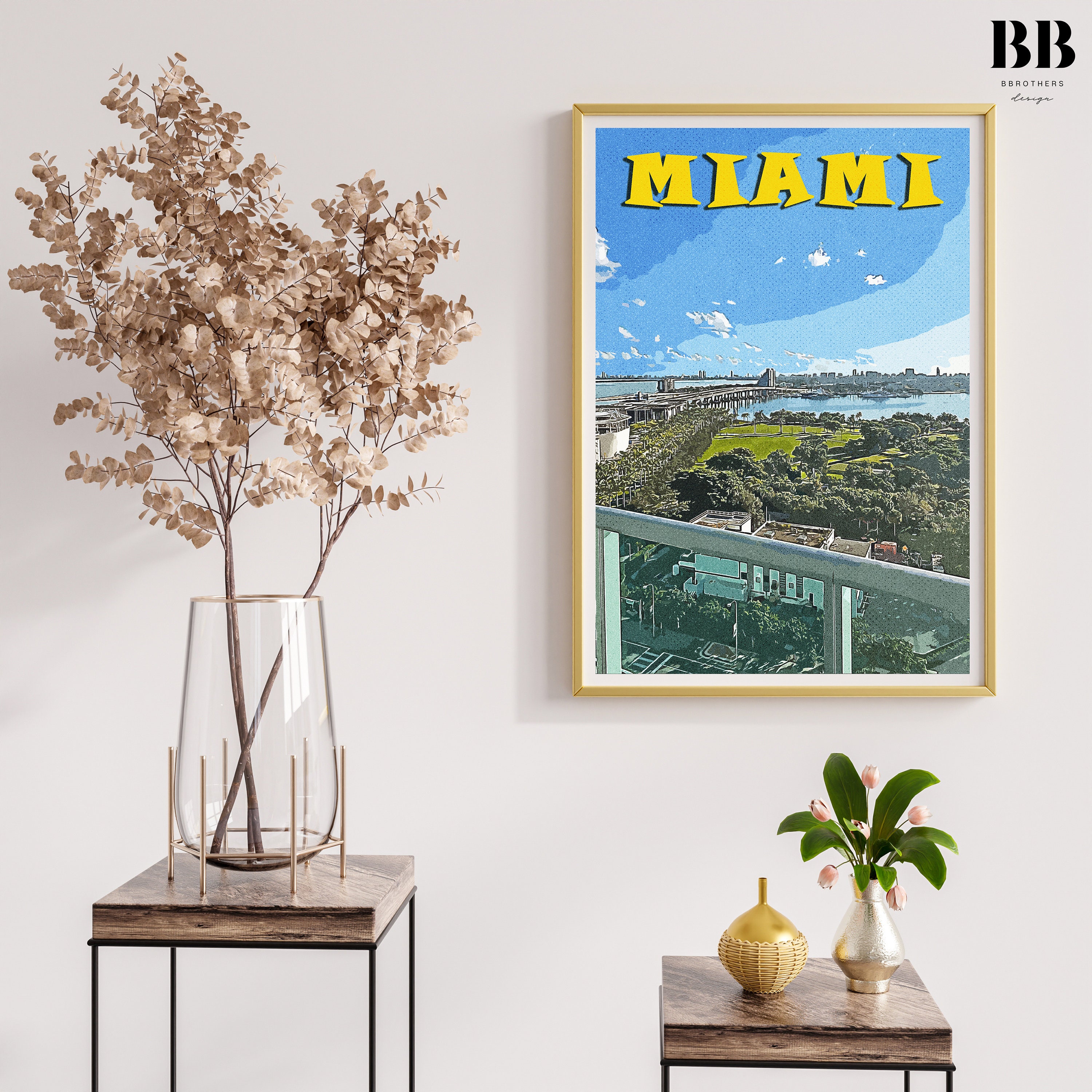 Vintage Miami Printable Travel Poster, Miami Skyline, Florida Travel ...