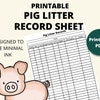 Printable Pig Record Sheet Minimal Ink | Instant Download | 8.5x11 PDF| Homestead Swine Tracker ...