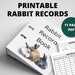 Minimal Ink Printable Rabbit Records Page | Instant Download | 8.5x11 ...