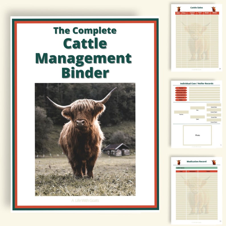 Printable Highland Cattle Management Binder | Instant Download | 8.5x11 ...
