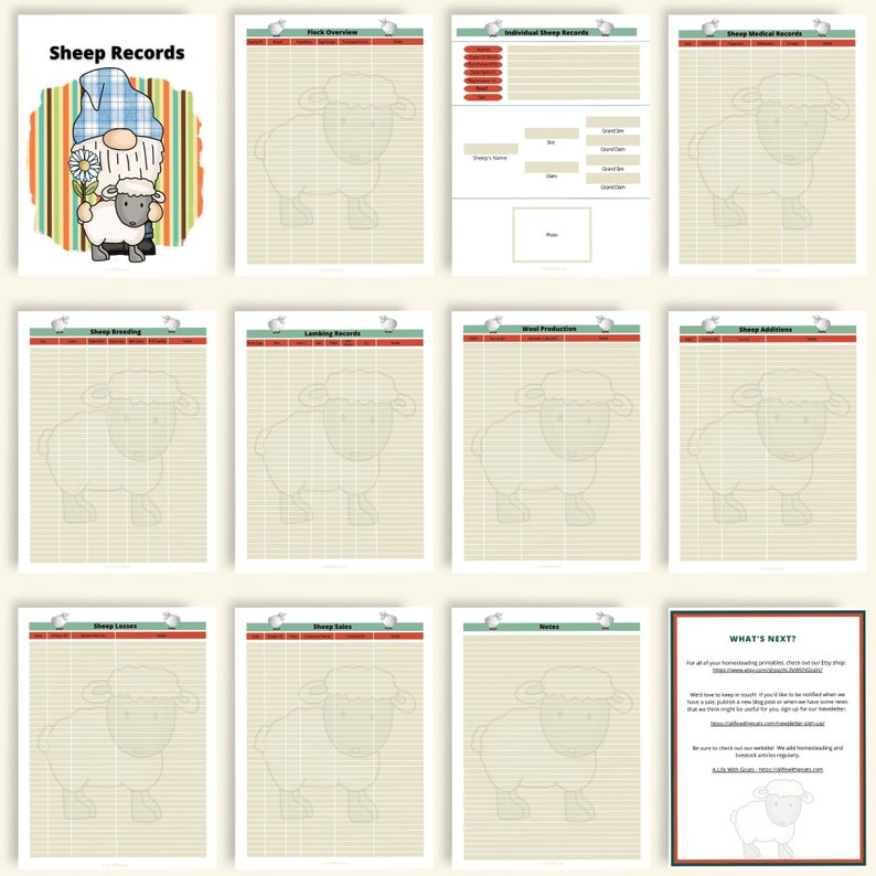 Printable Sheep Records Book | Instant Download | 8.5x11 PDF| Homestead ...