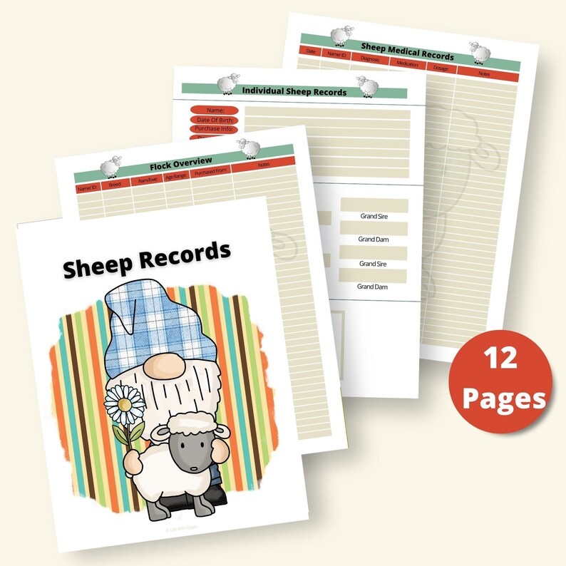 Printable Sheep Records Book Instant Download 8.5x11 PDF Homestead Sheep Care Tracker - Etsy
