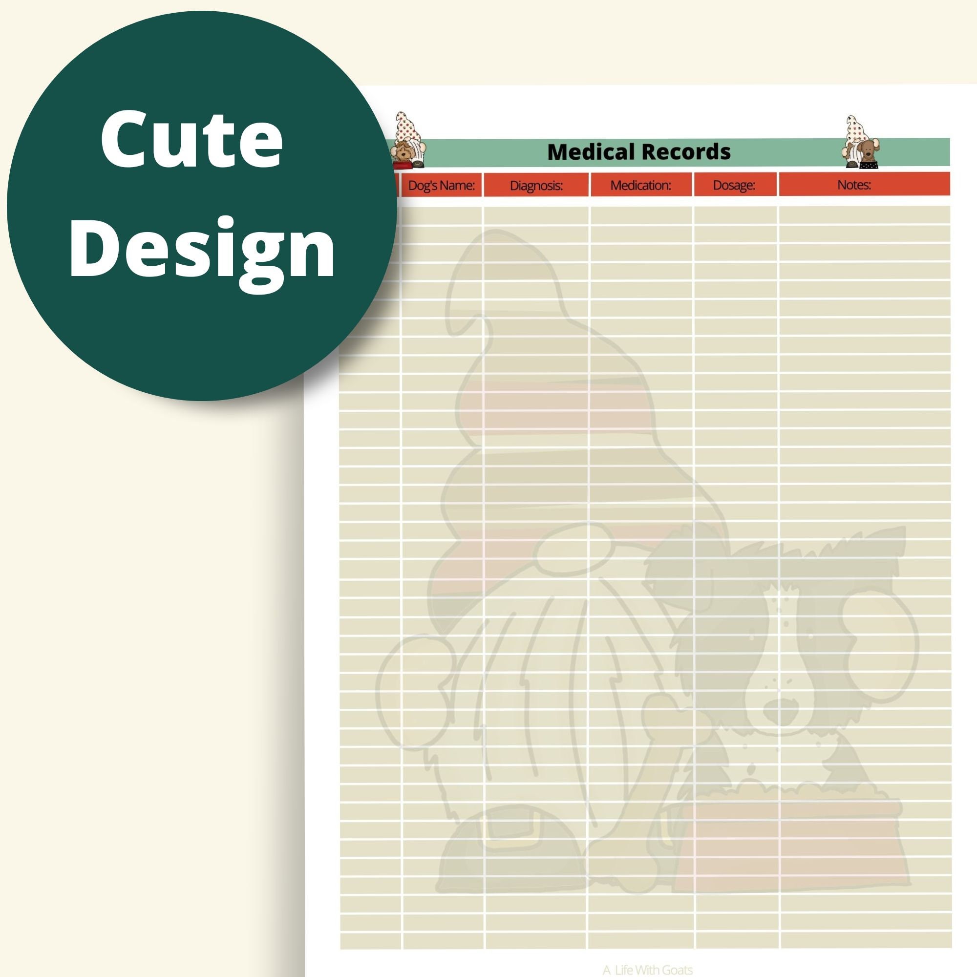 Printable Dog Records Book | Instant Download | 8.5x11 PDF| Dog Tracker ...