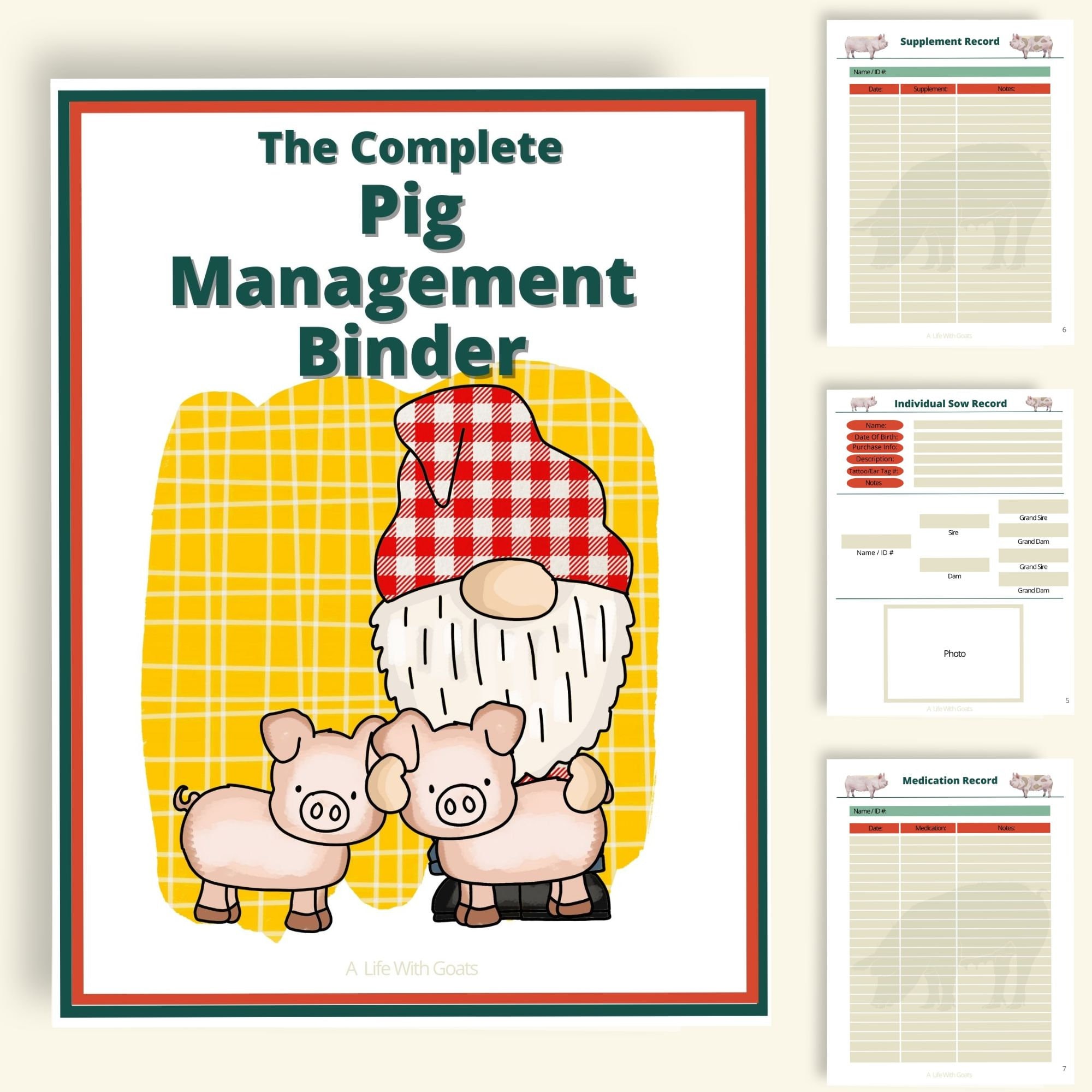 Printable Pig Management Binder | Instant Download | 8.5x11 PDF| Pig ...
