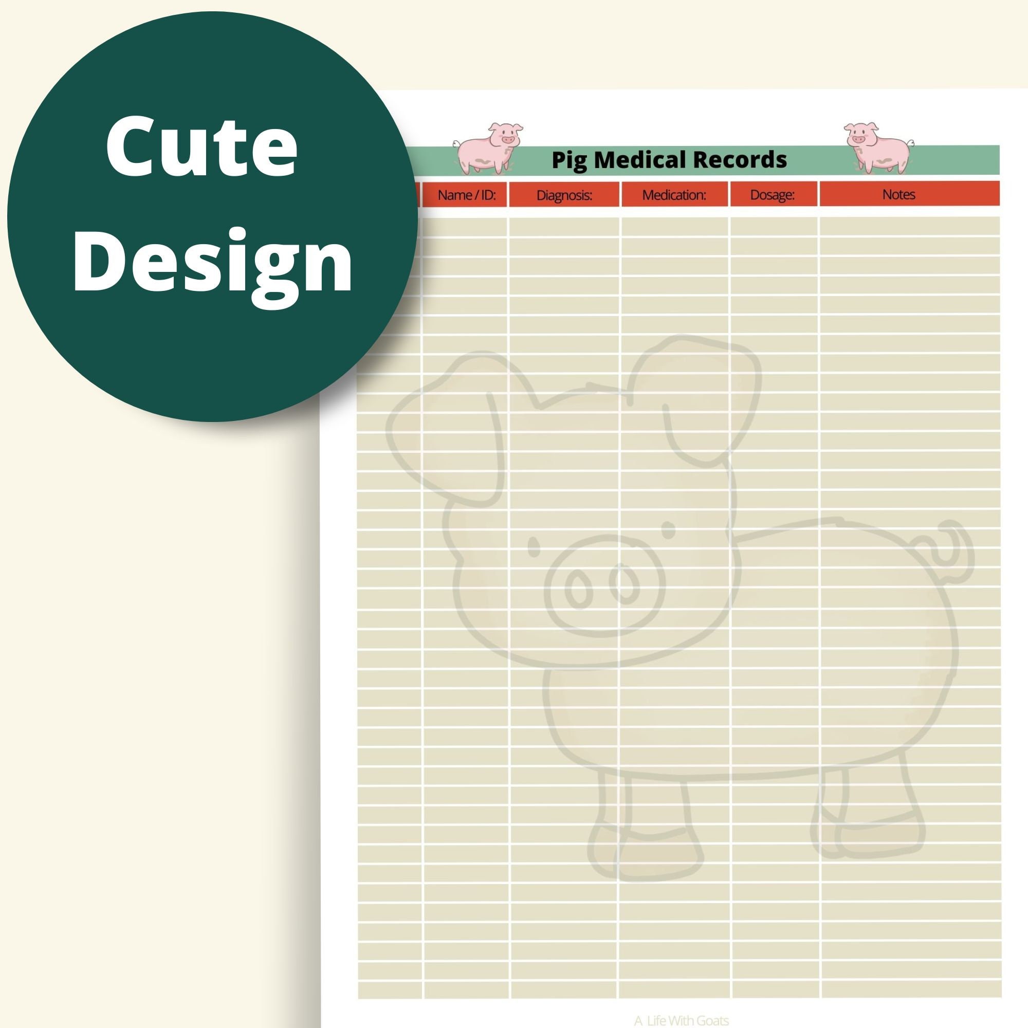 Printable Pig Records Book | Instant Download | 8.5x11 PDF| Homestead ...