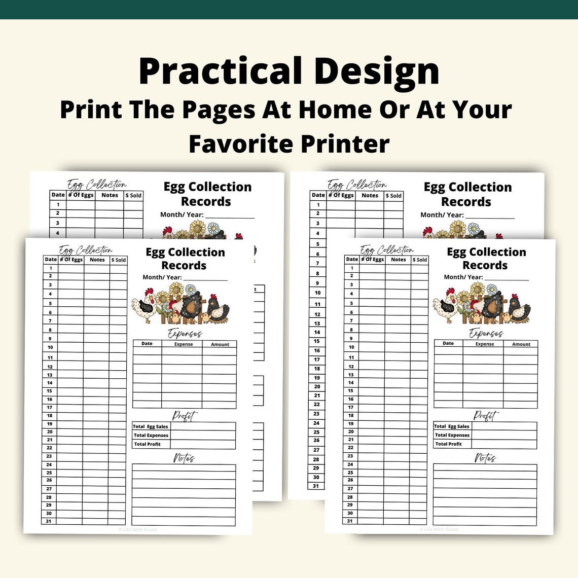 Printable Monthly Egg Collection Tracker Instant Download 8.5x11 PDF ...