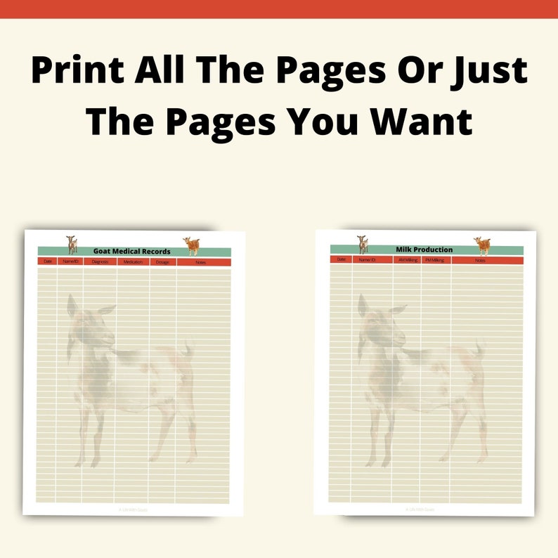 Printable Goat Records Book | Instant Download | 8.5x11 PDF| Homestead ...