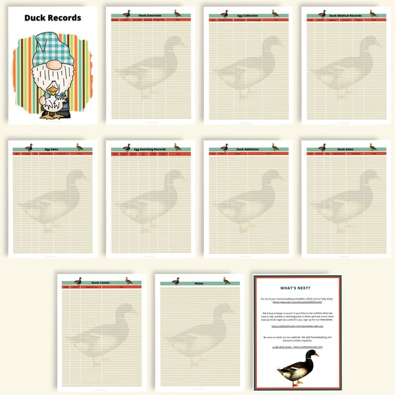 Printable Duck Records Book | Instant Download | 8.5x11 PDF| Duck Flock ...