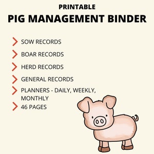 Printable Pig Management Binder | Instant Download | 8.5x11 PDF| Pig ...