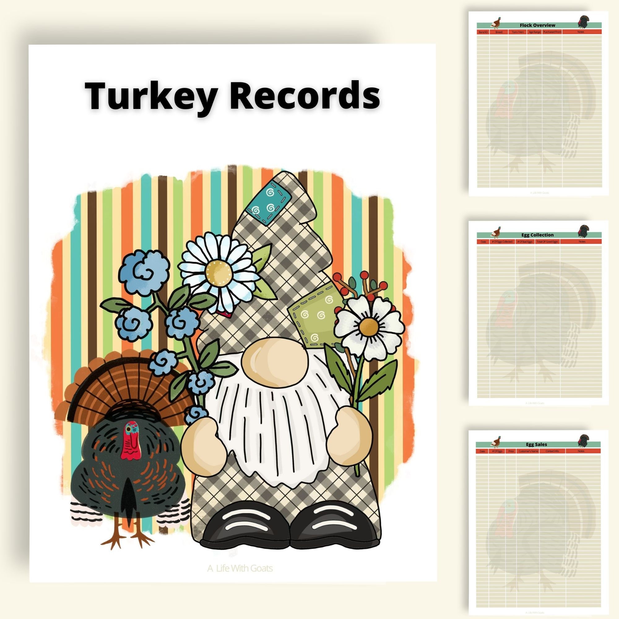 Printable Turkey Records Book Instant Download 8.5x11 PDF Homestead ...