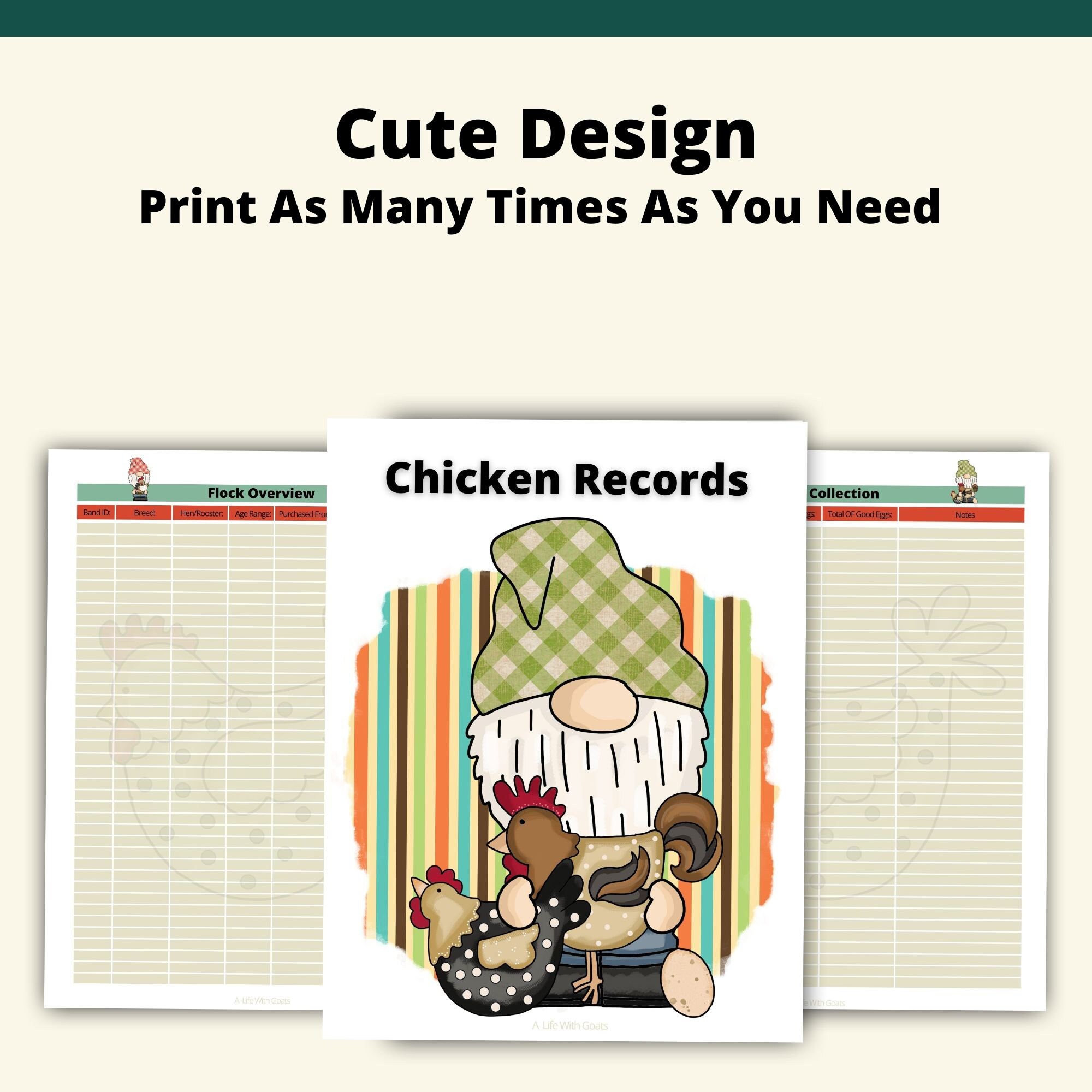 Printable Chicken Records Book | Instant Download | 8.5x11 Pdf|backyard ...