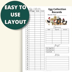 Printable Monthly Egg Collection Tracker | Instant Download | 8.5x11 ...
