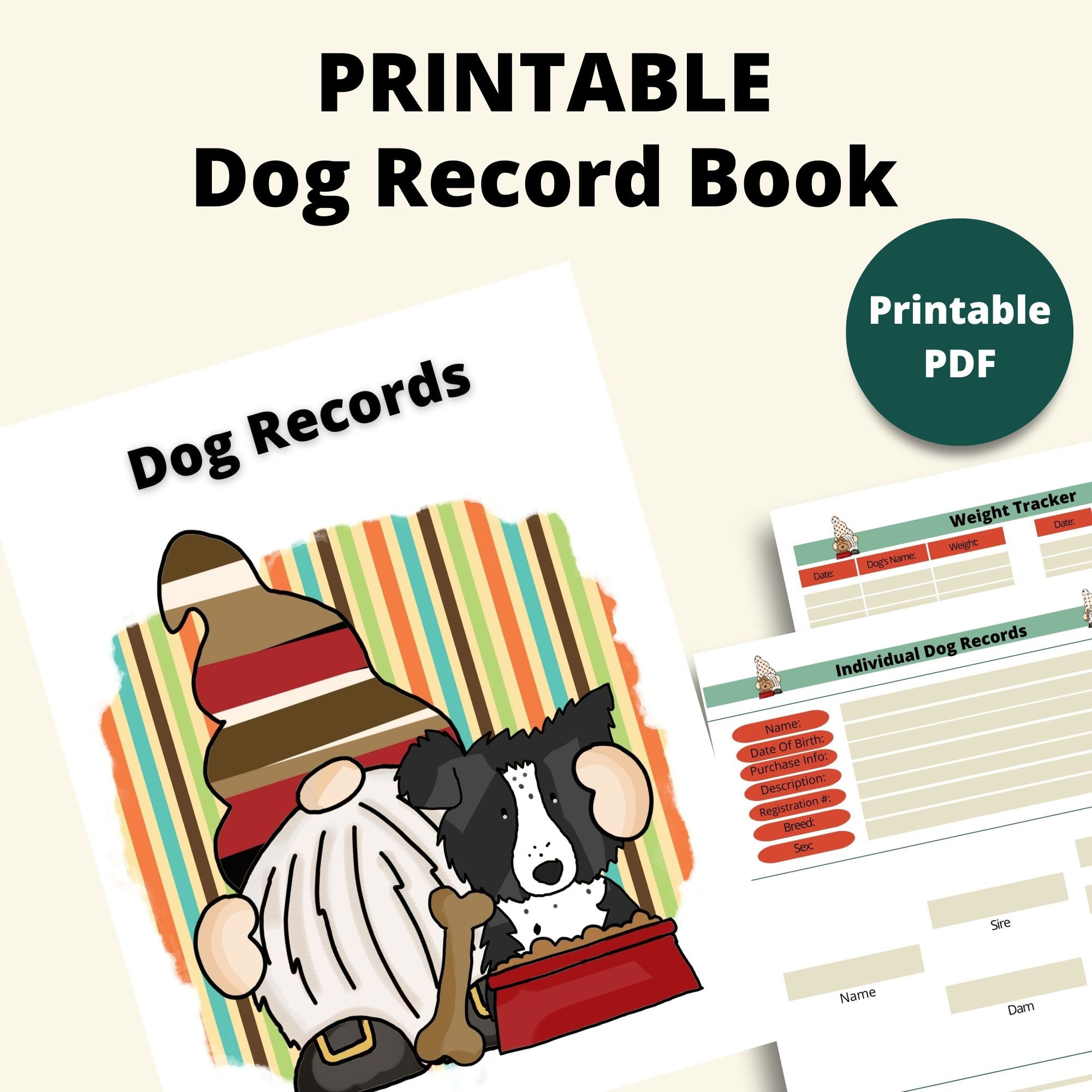 Printable Dog Records Book | Instant Download | 8.5x11 PDF| Dog Tracker ...