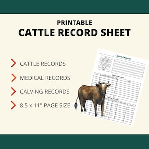 Printable Cattle Records Page | Instant Download | 8.5x11 PDF ...
