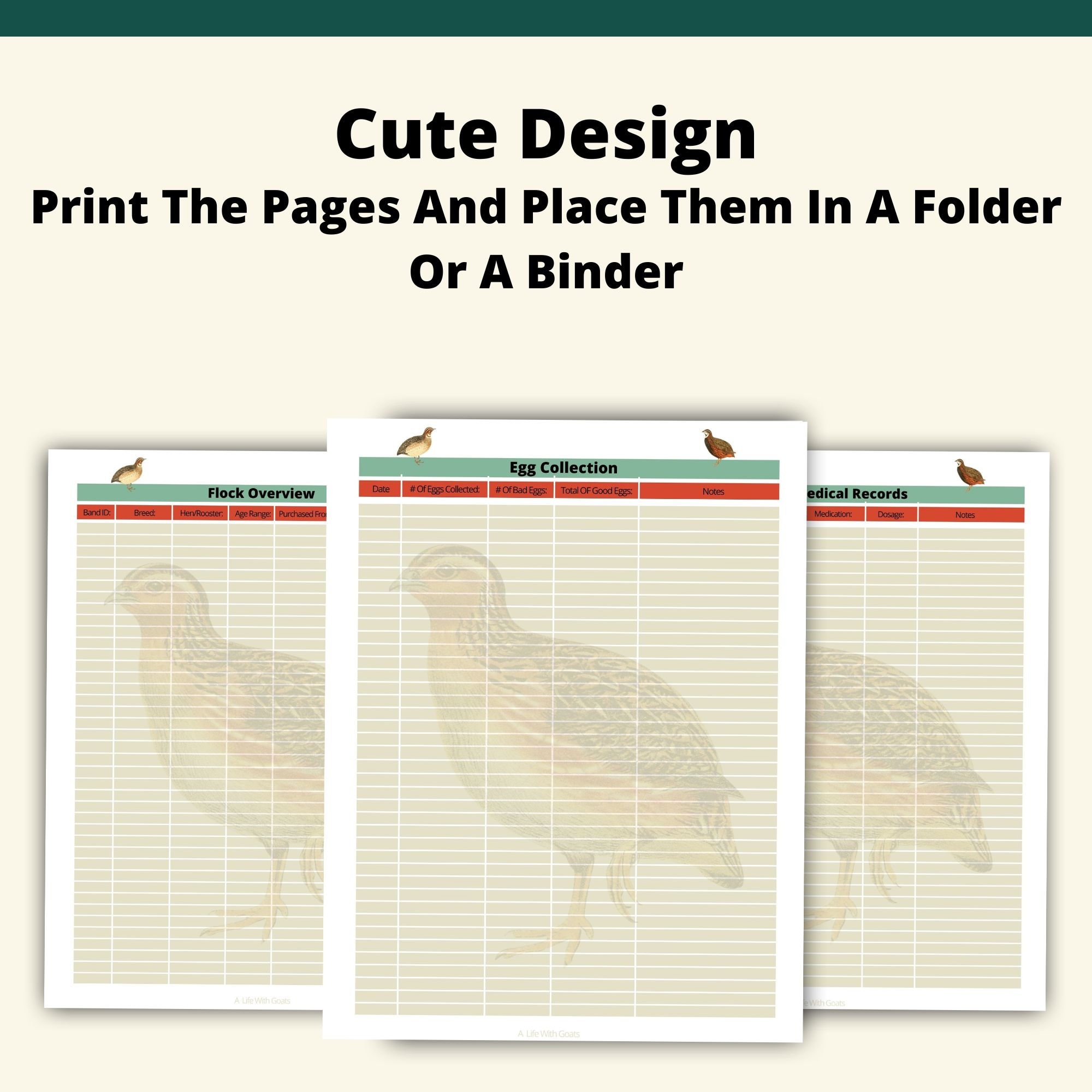Printable Quail Records Book | Instant Download | 8.5x11 PDF| Quail ...