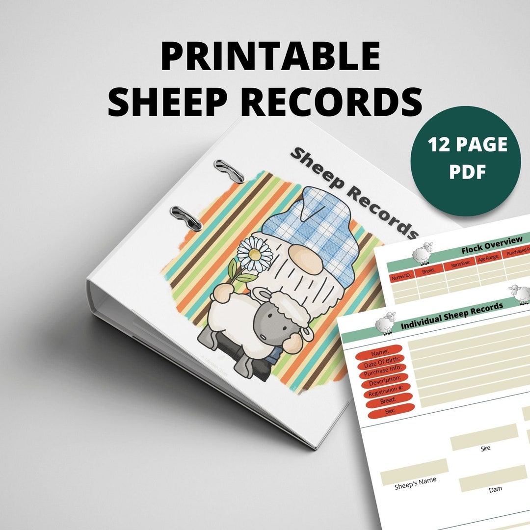 Printable Sheep Records Book Instant Download 8.5x11 PDF Homestead ...