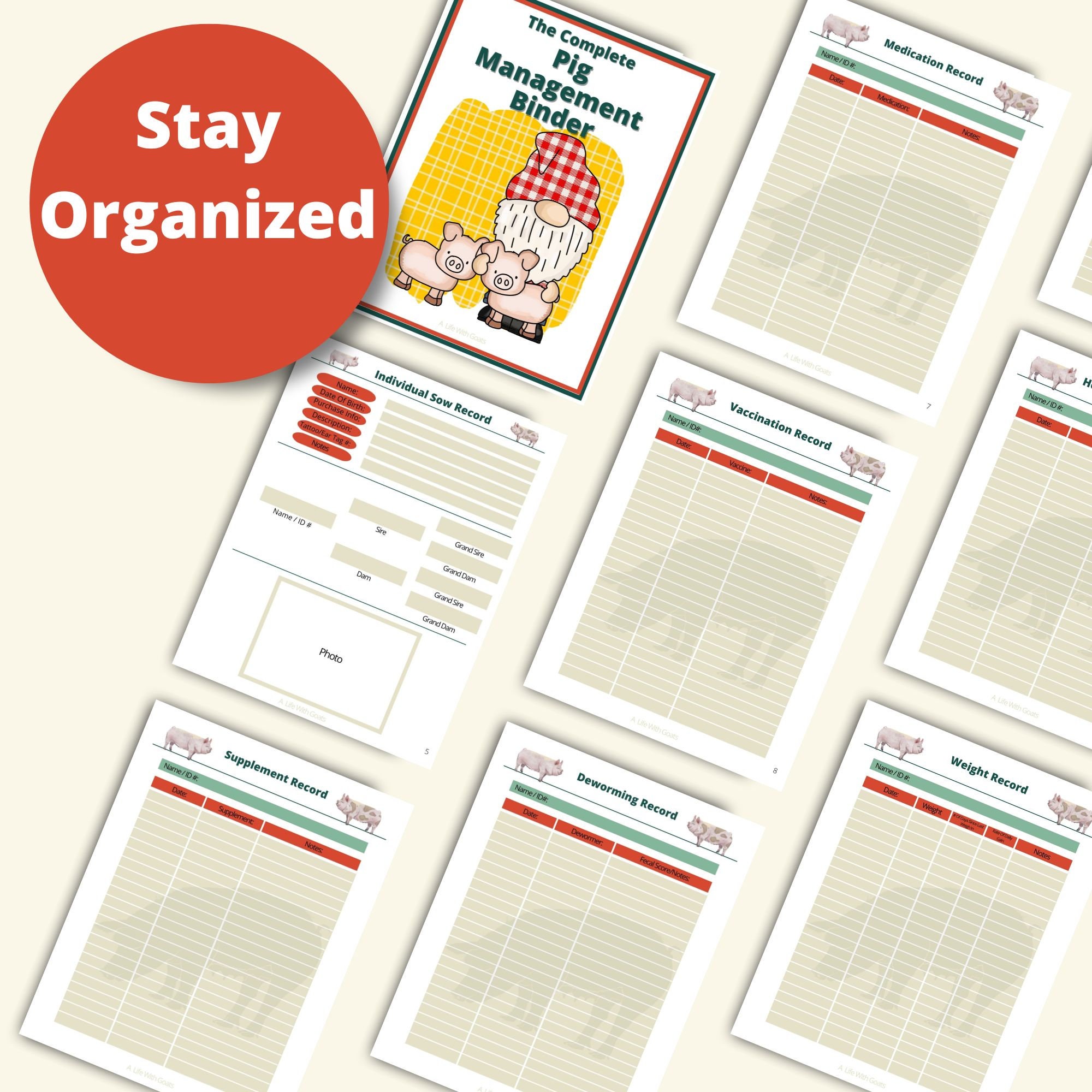 Printable Pig Management Binder | Instant Download | 8.5x11 PDF| Pig ...