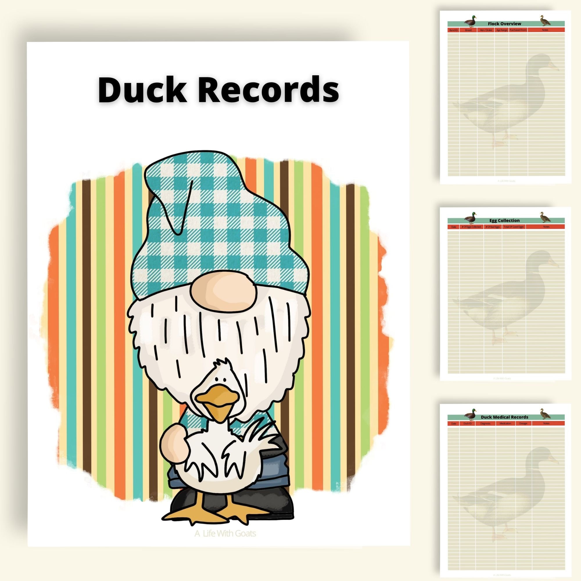 Printable Duck Records Book | Instant Download | 8.5x11 PDF| Duck Flock ...