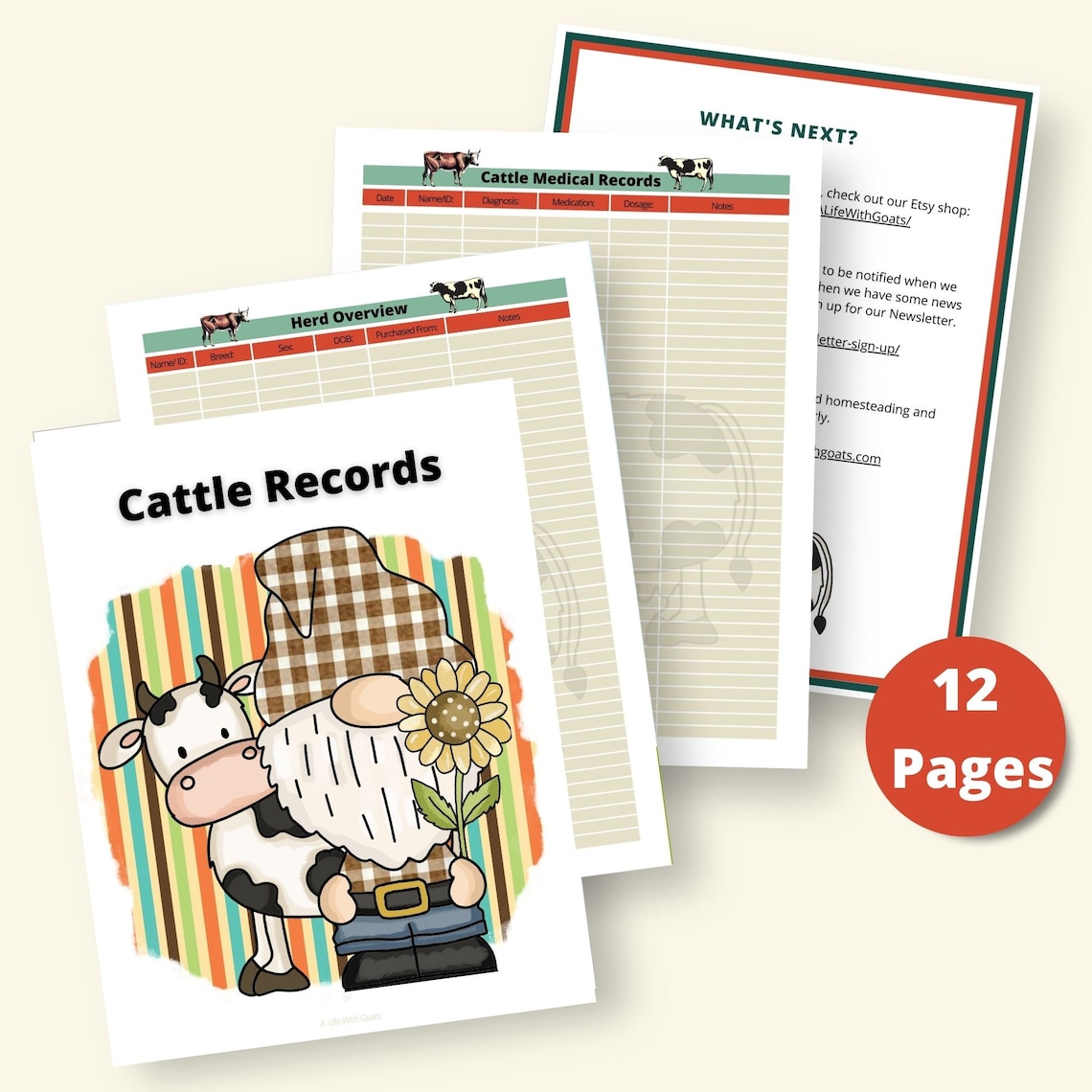Printable Cattle Records Book | Instant Download | 8.5x11 PDF ...