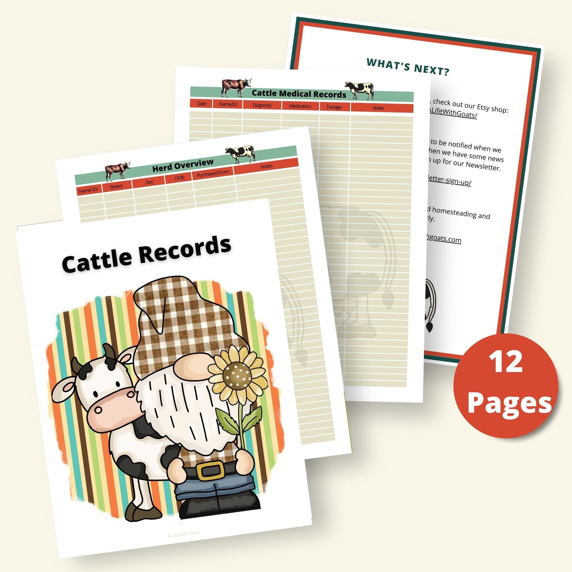 Printable Cattle Records Book | Instant Download | 8.5x11 PDF ...
