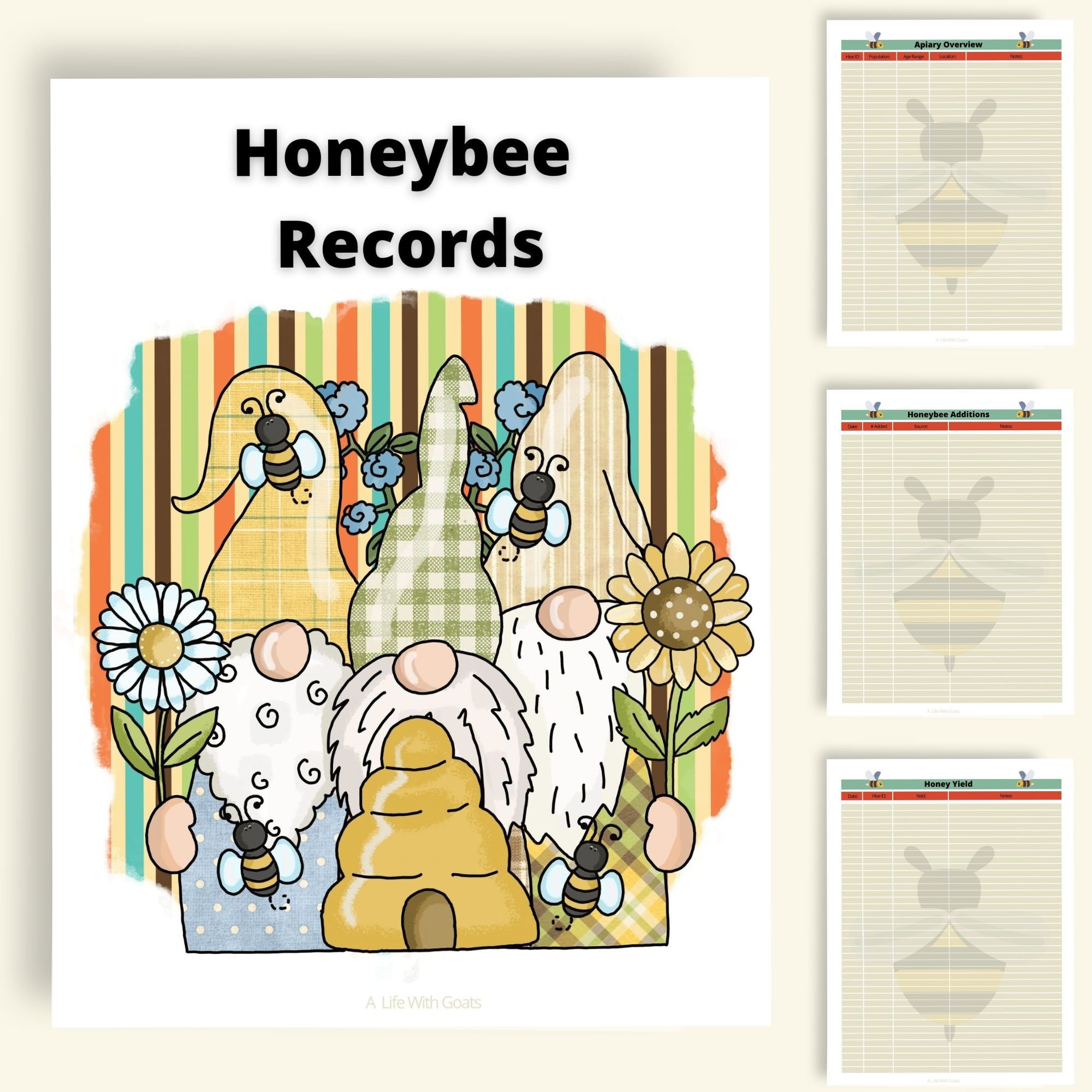 Printable Honeybee Records Book Instant Download 8.5x11 PDF Homestead ...